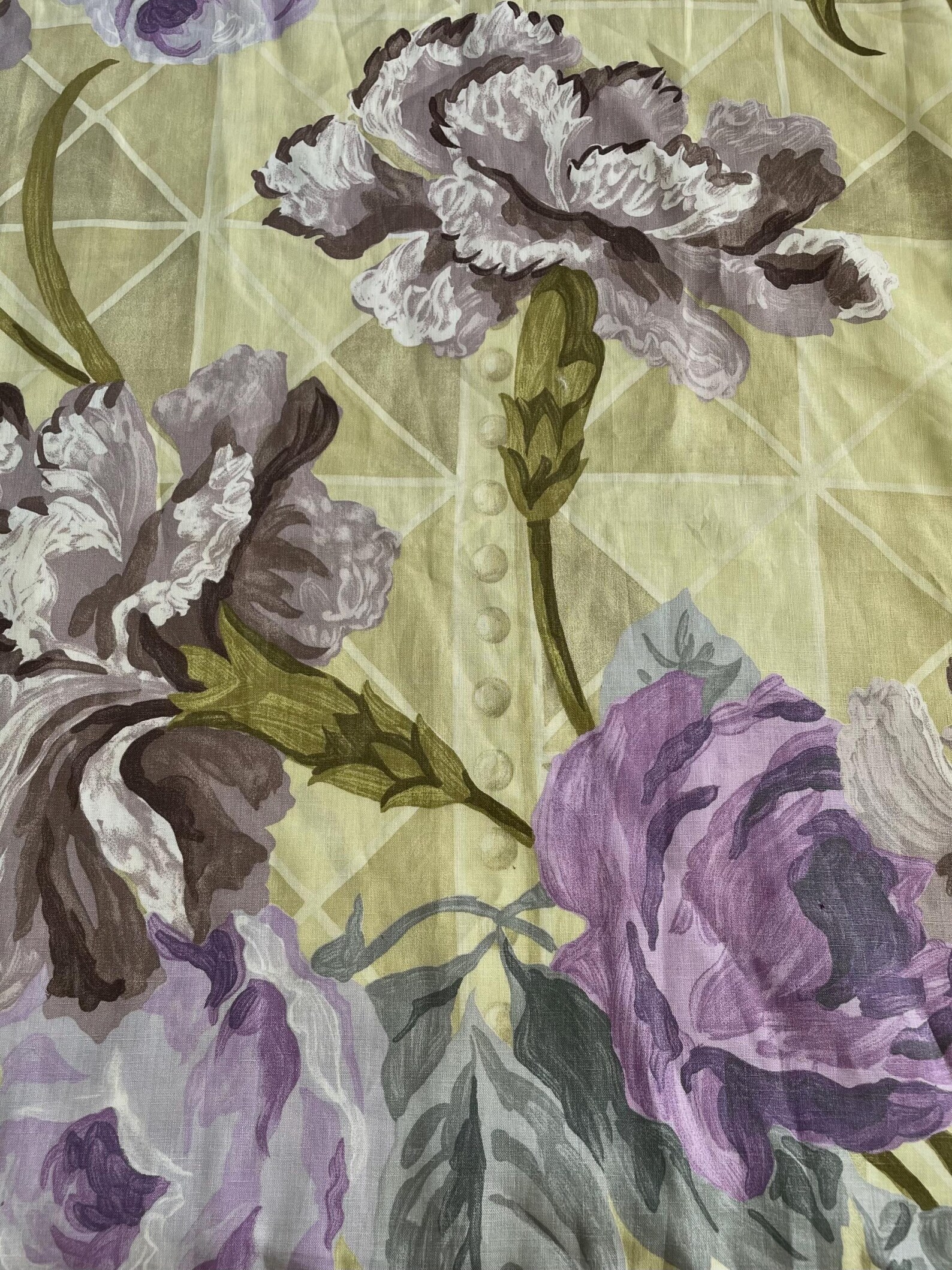 Designers Guild "dujardins" Purple and Green, Printed Linen Curtain ...