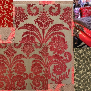 Designers Guild Fabric- "ombrione Scarlet" Red Cut Velvet -upholstery ...