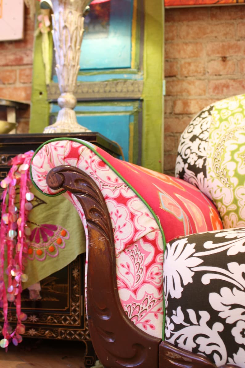 Boho Style Upcycled Upholstered 1920s Vintage Sofa | Etsy Canada