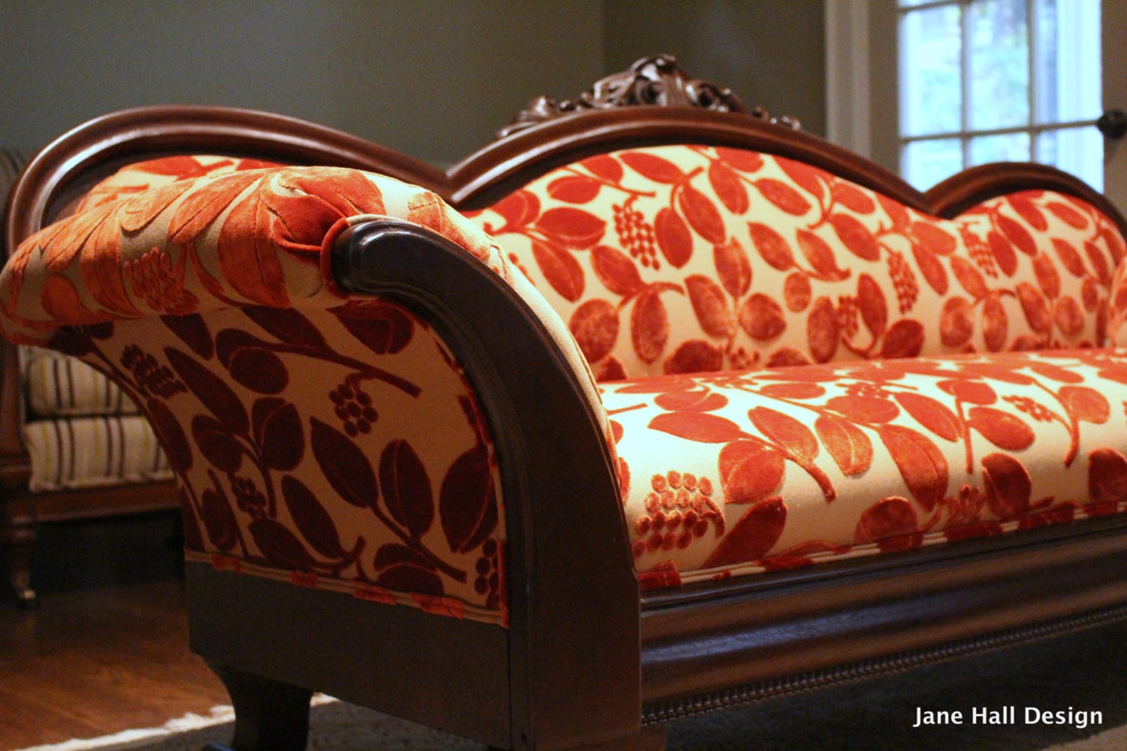 Upcycled-antique Victorian- Upholstered Sofa- Terra Cotta- Cut Velvet ...