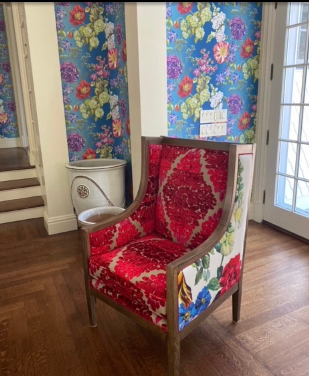 Upholstered Armchair- Designers Guild,"monteverdi" Red Velvet-"rosa ...