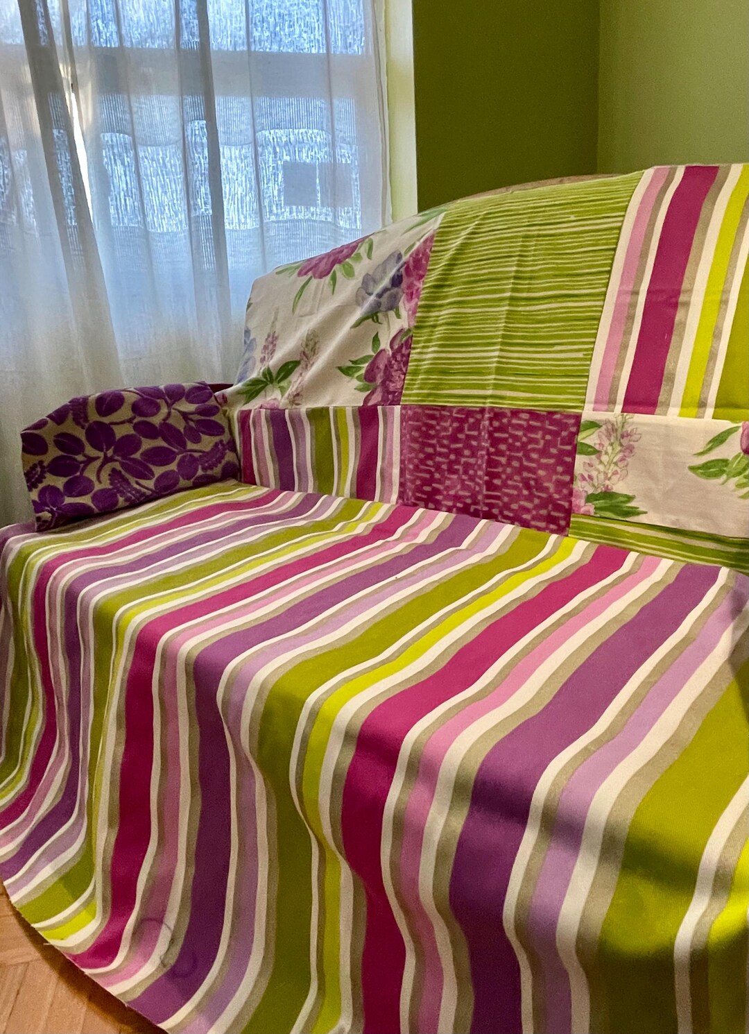 Designers Guild "monticello" Purple and Green-printed Cotton Fabric ...