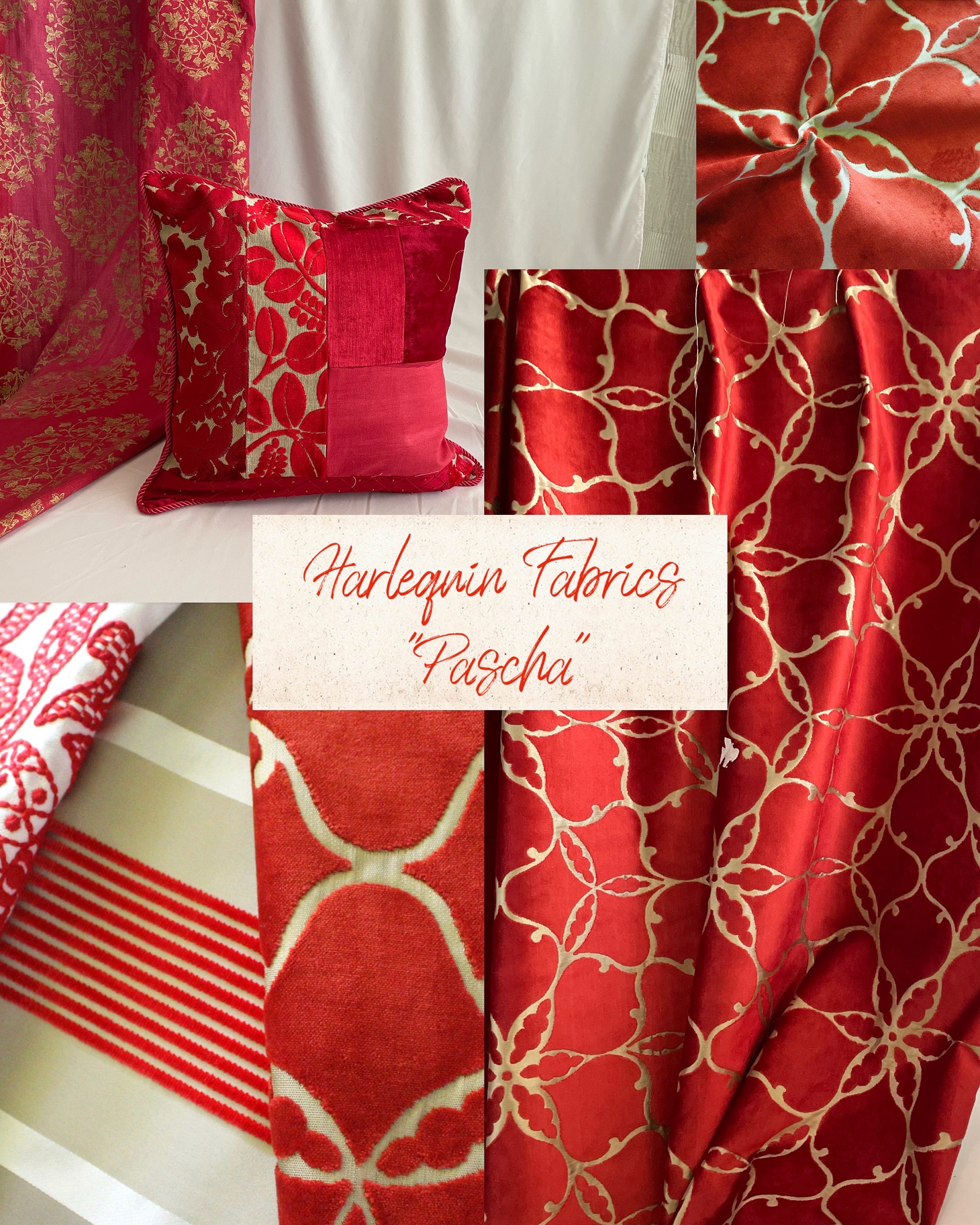 Harlequin Fabrics- “pascha” Red Cut Velvet-upholstery Fabric, From Jane ...