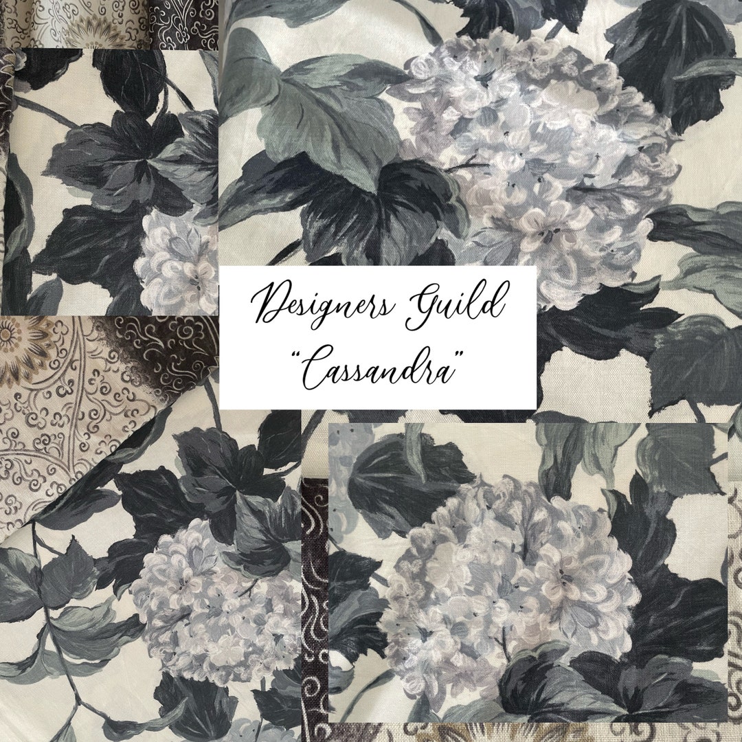 Designers Guild Fabrics, Cassandra Black Grey and White, Printed Linen ...