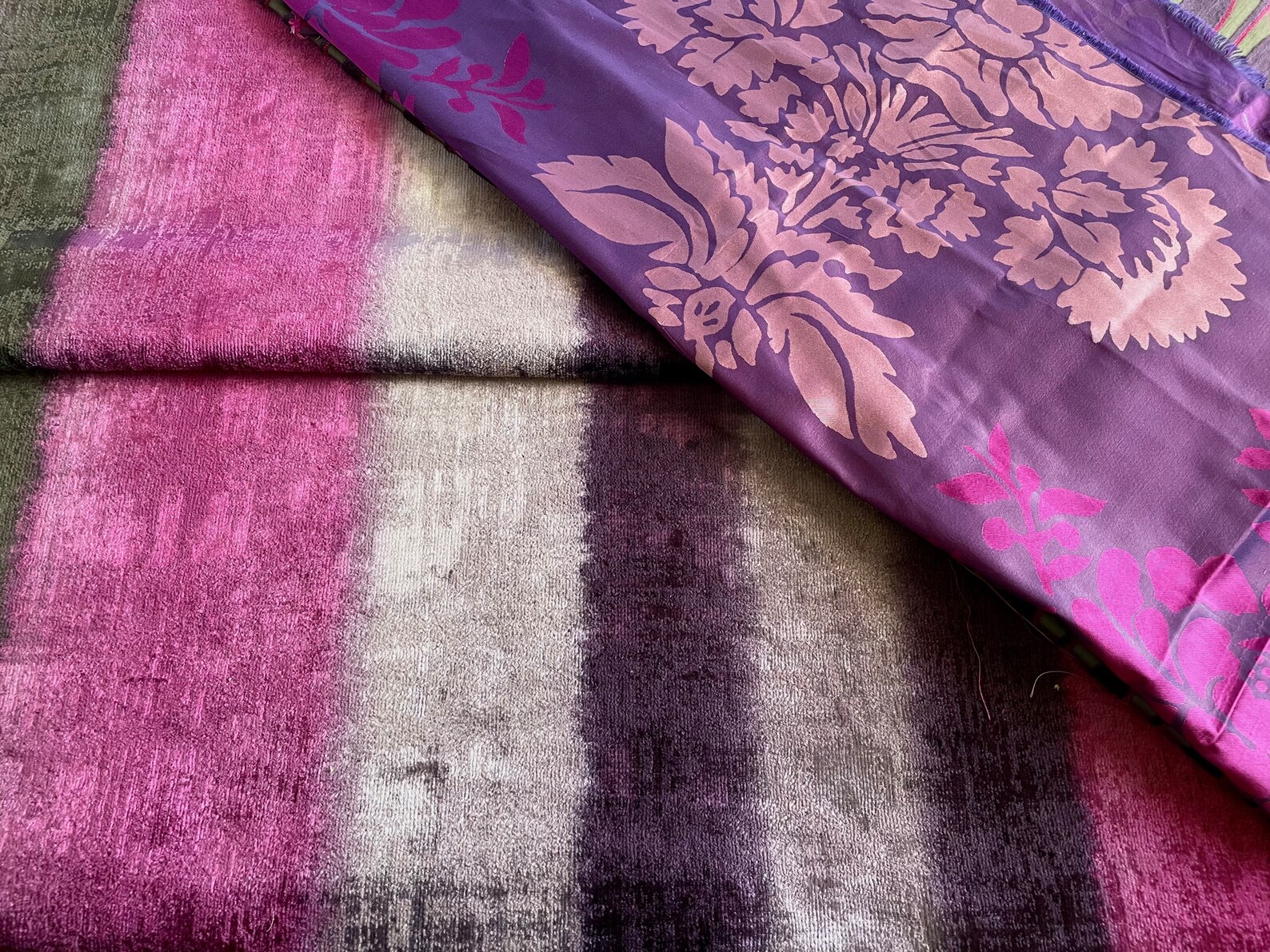 Designers Guild “phipps Aubergine” Purple, Pink Cut Velvet, Upholstery ...