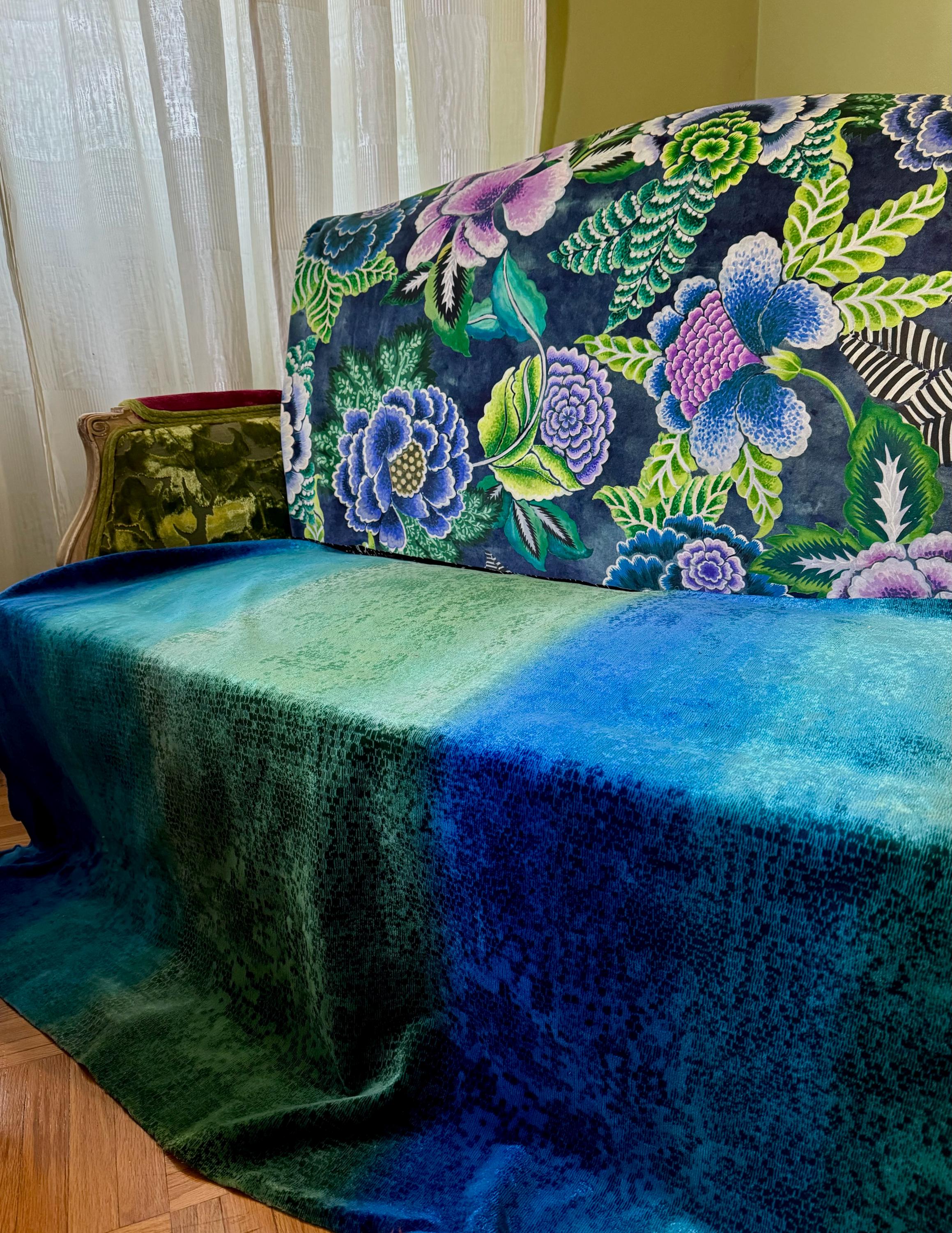 Designers Guild “phipps Cobalt” Purple, Pink Cut Velvet, Upholstery ...