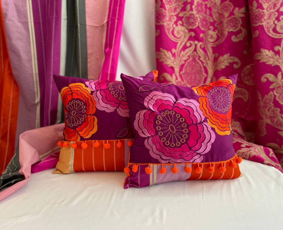 18x 18 Designers Guild, Bohemian Style, Pillow Cover in Magenta and ...