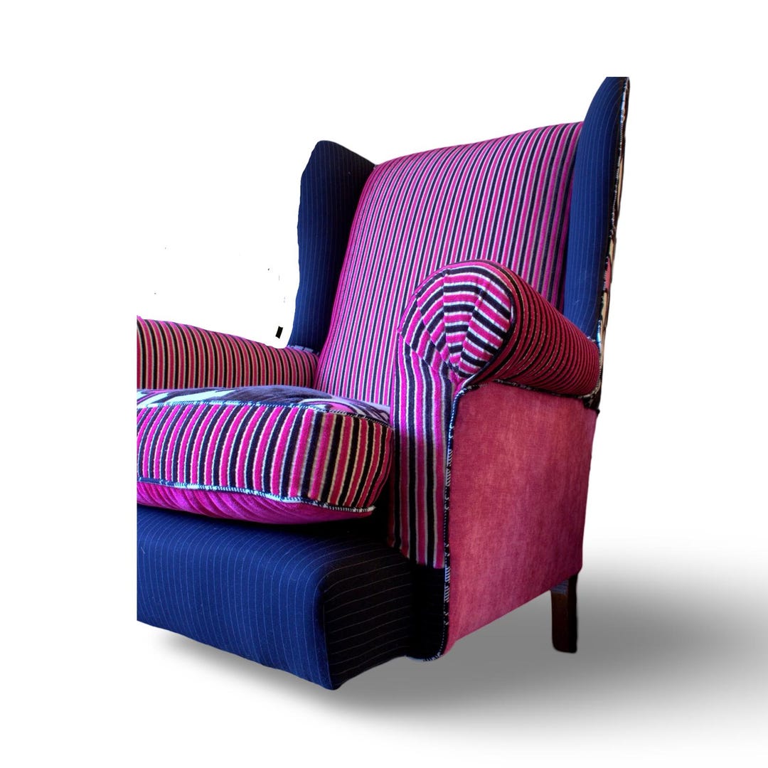 Hollywood Regency Style-recycled Upholstered Vintage Wing Chair ...