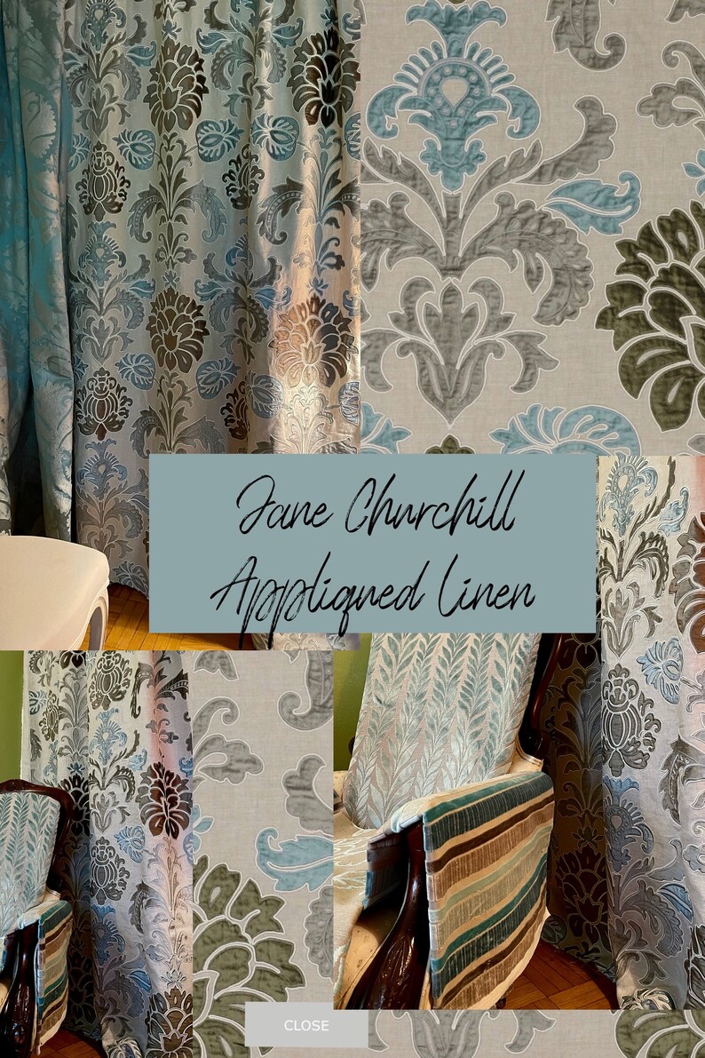Jane Churchill rosa Blue and Taupe Appliquéd Velvet on - Etsy