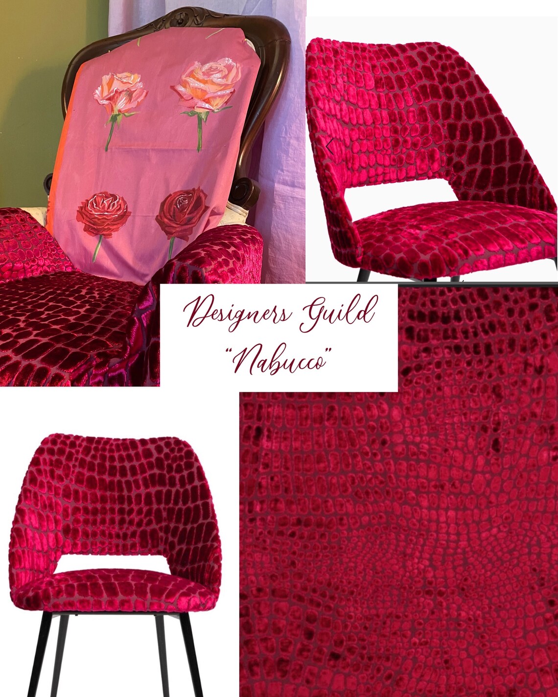 Designers Guild Fabrics, "nabucco" Cherry Red, Cut Velvet Fabric, From ...