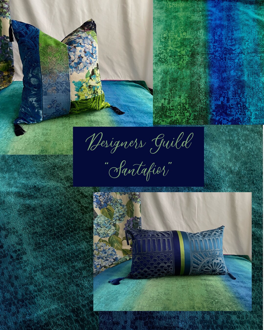 Designers Guild montmartre, Blue and Green Velvet Stripe, Upholstery ...