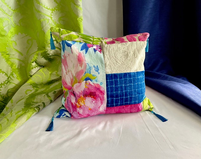 22”/22” Designers Guild “majolica” Linen Print “pugin” Velvet ...