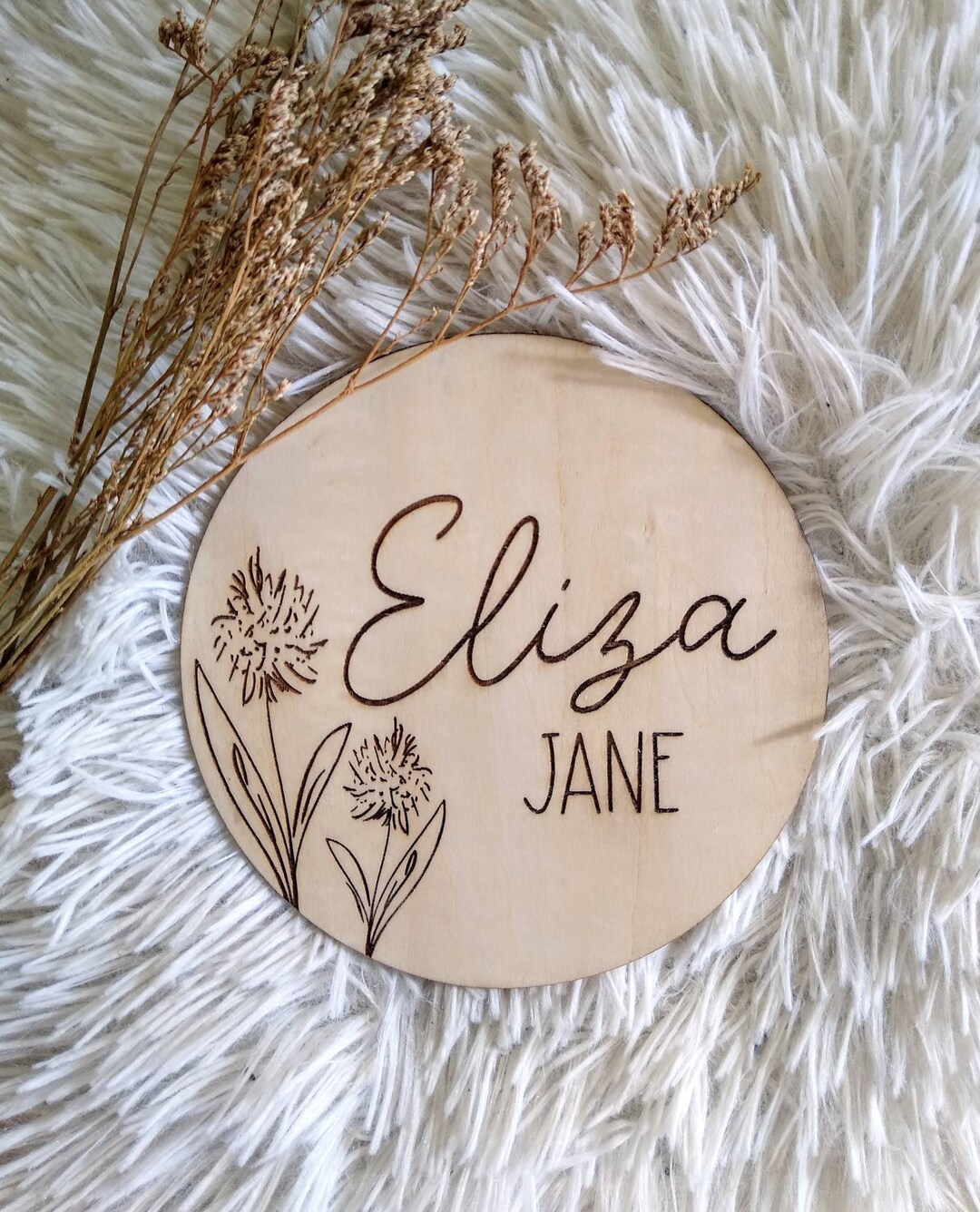 Baby Girl Announcement Decor // Boho Hospital Name Sign // Round ...
