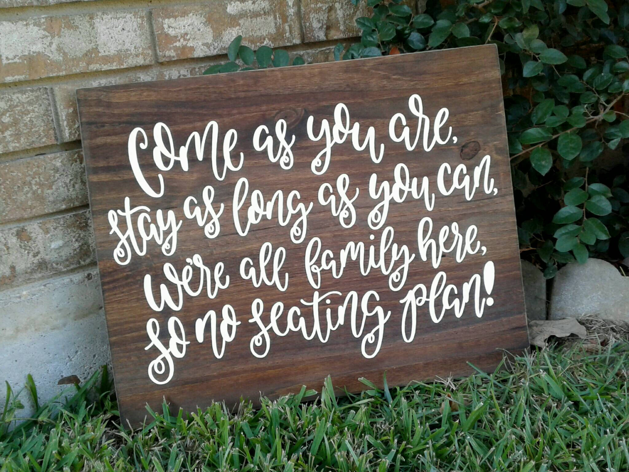 Open Seating Sign // Wood Wedding Decor // No Seating Plan - Etsy