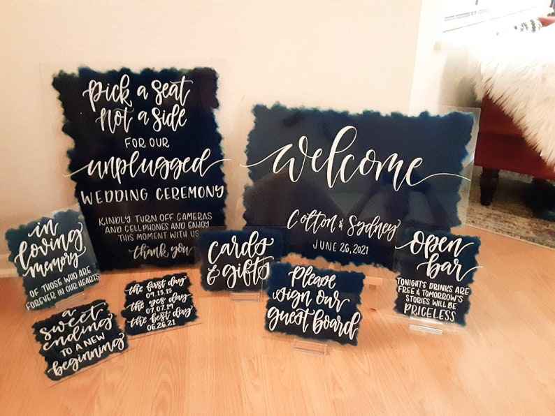 8 Piece Acrylic Wedding Sign Bundle // Wedding Package Set // - Etsy