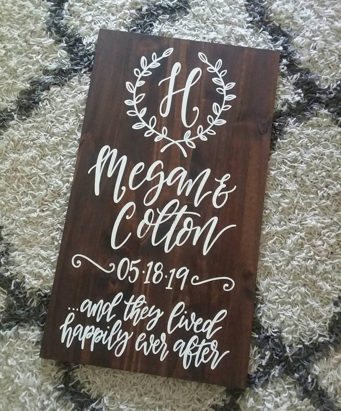 Custom Wedding Welcome Sign // Monogram Names and Date | Etsy