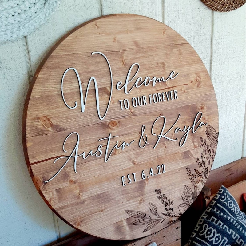 Round Wood Welcome Sign - Etsy