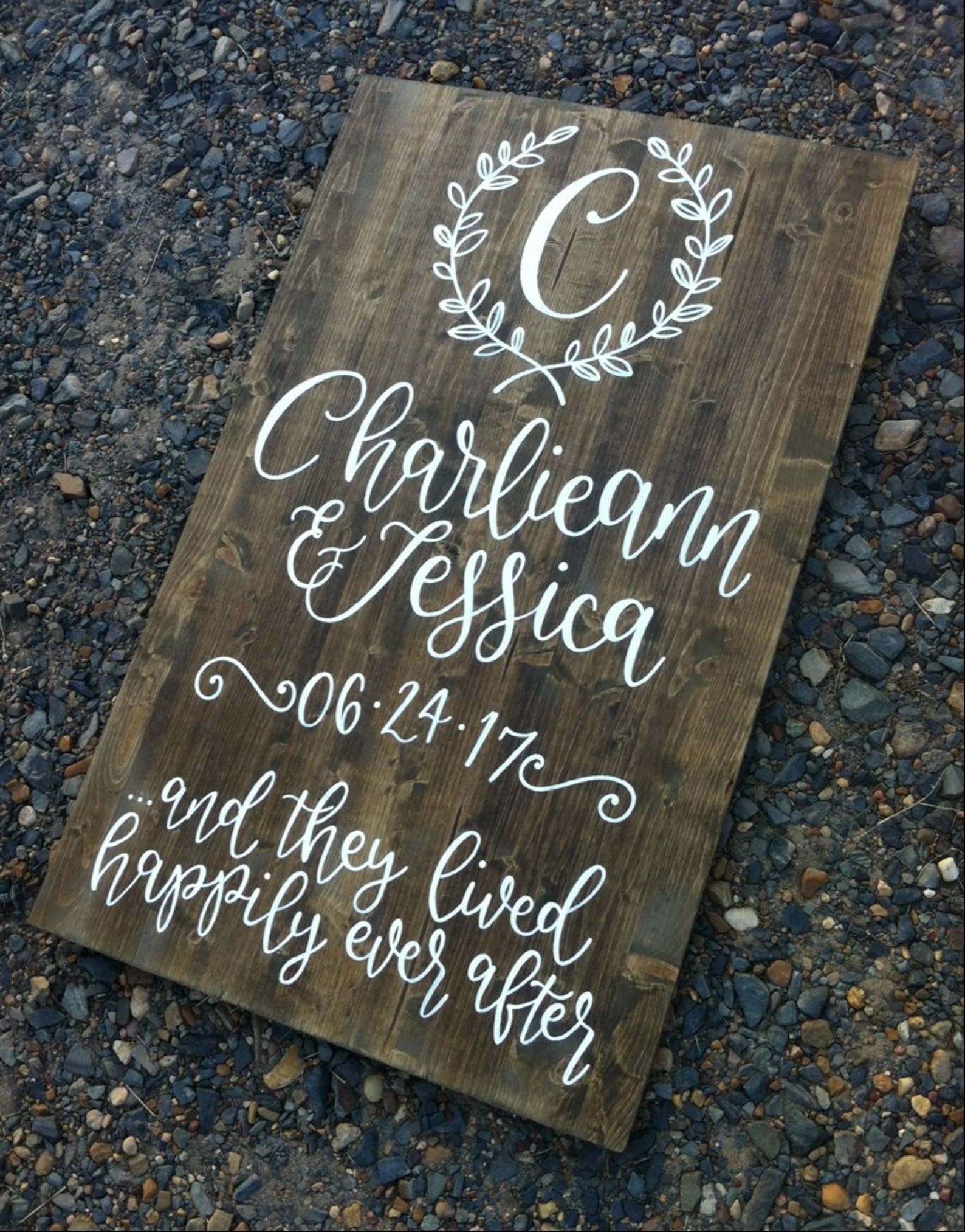 Custom Wedding Welcome Sign // Monogram Names and Date | Etsy