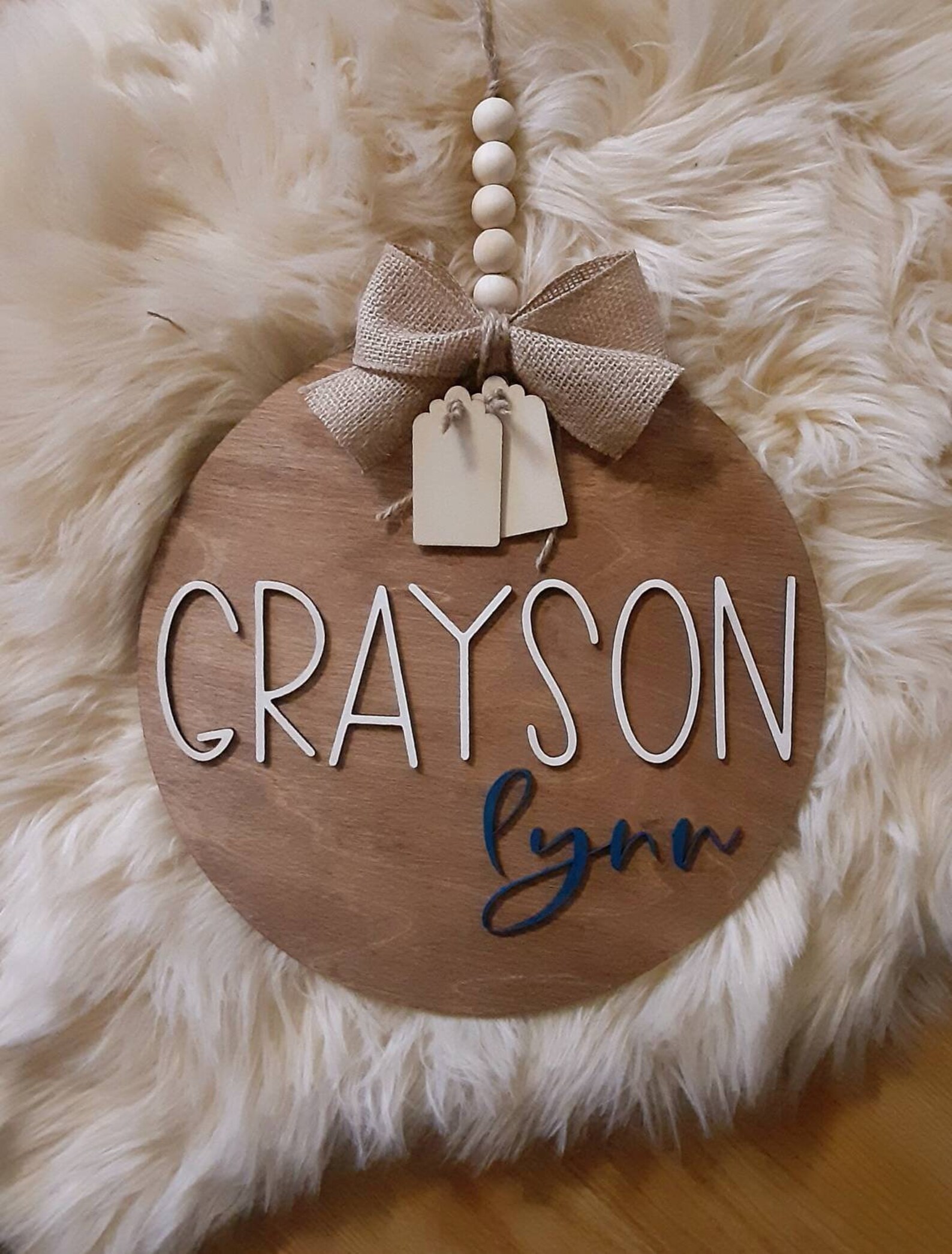 3D Hospital Hanger Name Sign // Burlap Bead Wood Wall Decor // - Etsy