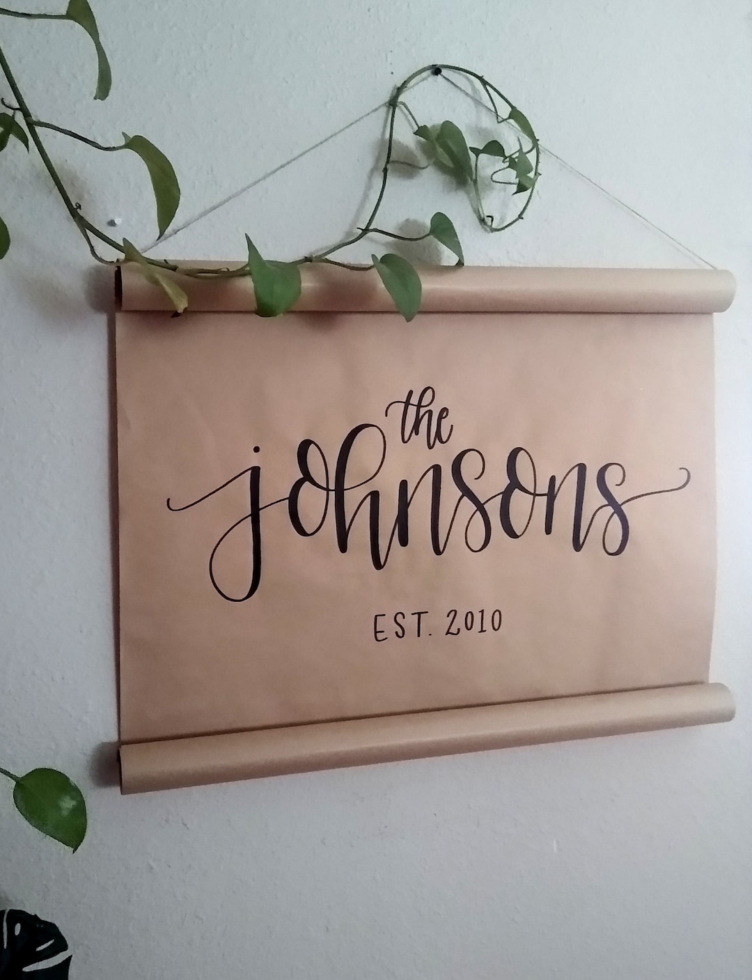 Personalized Family Name Brown Paper Scroll, Calligraphy Wall Decor - Etsy