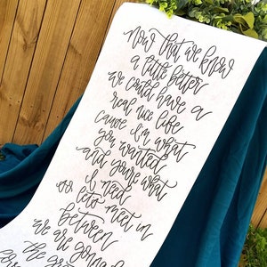 Any Quote or Lyrics! Handlettered Table Scroll // Calligraphy Quote ...