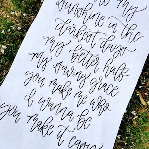 Any Quote or Lyrics! Handlettered Table Scroll // Calligraphy Quote ...
