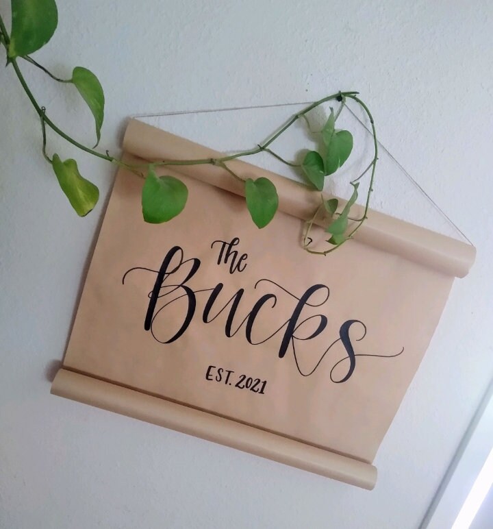 Personalized Family Name Brown Paper Scroll, Calligraphy Wall Decor - Etsy