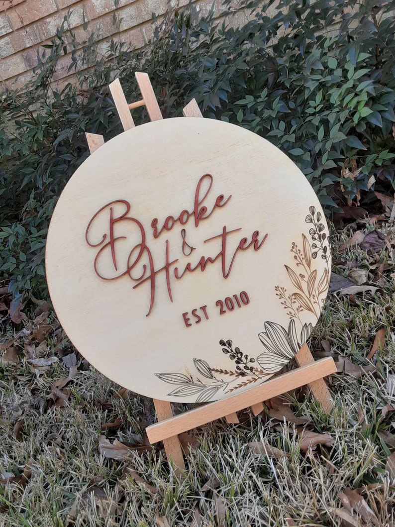 3d Wedding Couples Sign //raised Wood Round Name // Terracotta - Etsy