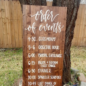 Order of Events Sign // Ceremony Reception Entrance Display // Wedding ...