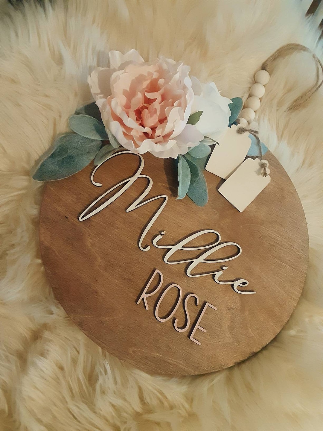 Any Colors!! 3D Hospital Hanger Name Sign // Boho Bead Wood Wall Decor ...