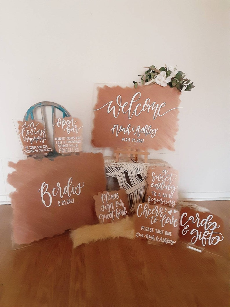 8 Piece Acrylic Wedding Sign Bundle // Wedding Package Set // - Etsy