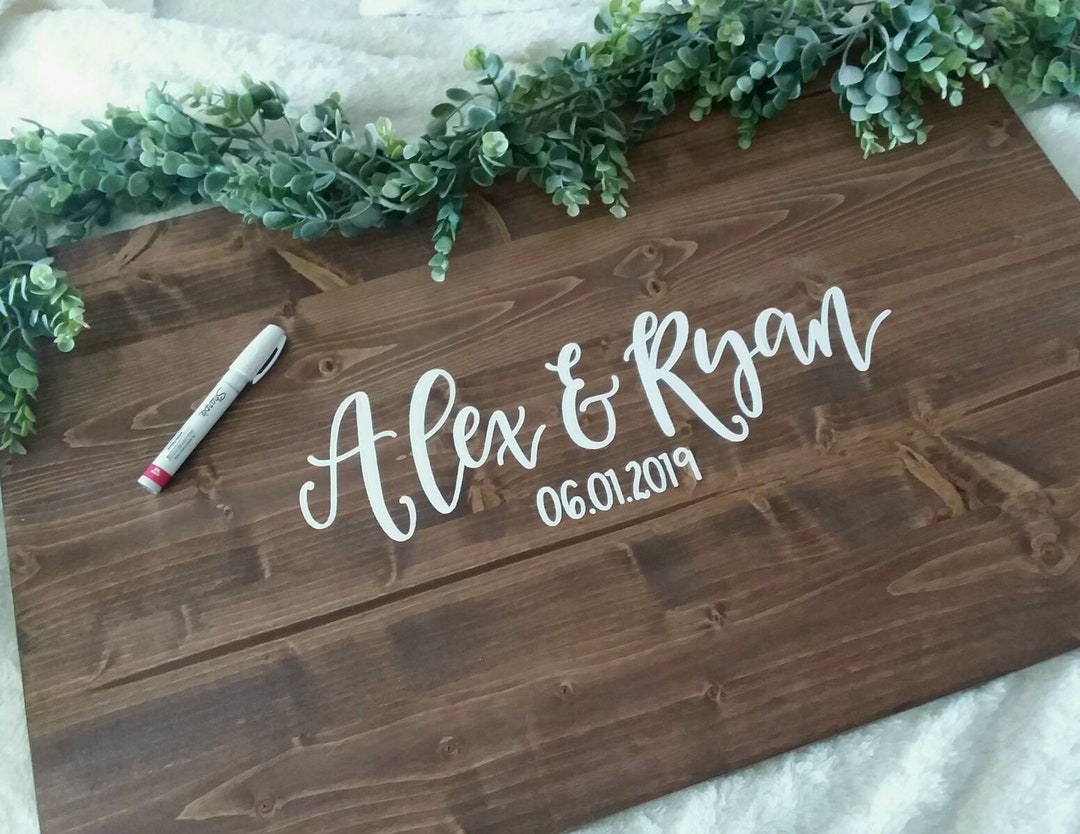 Alternative Guest Book // Wedding Sign in Board // Names and Date - Etsy