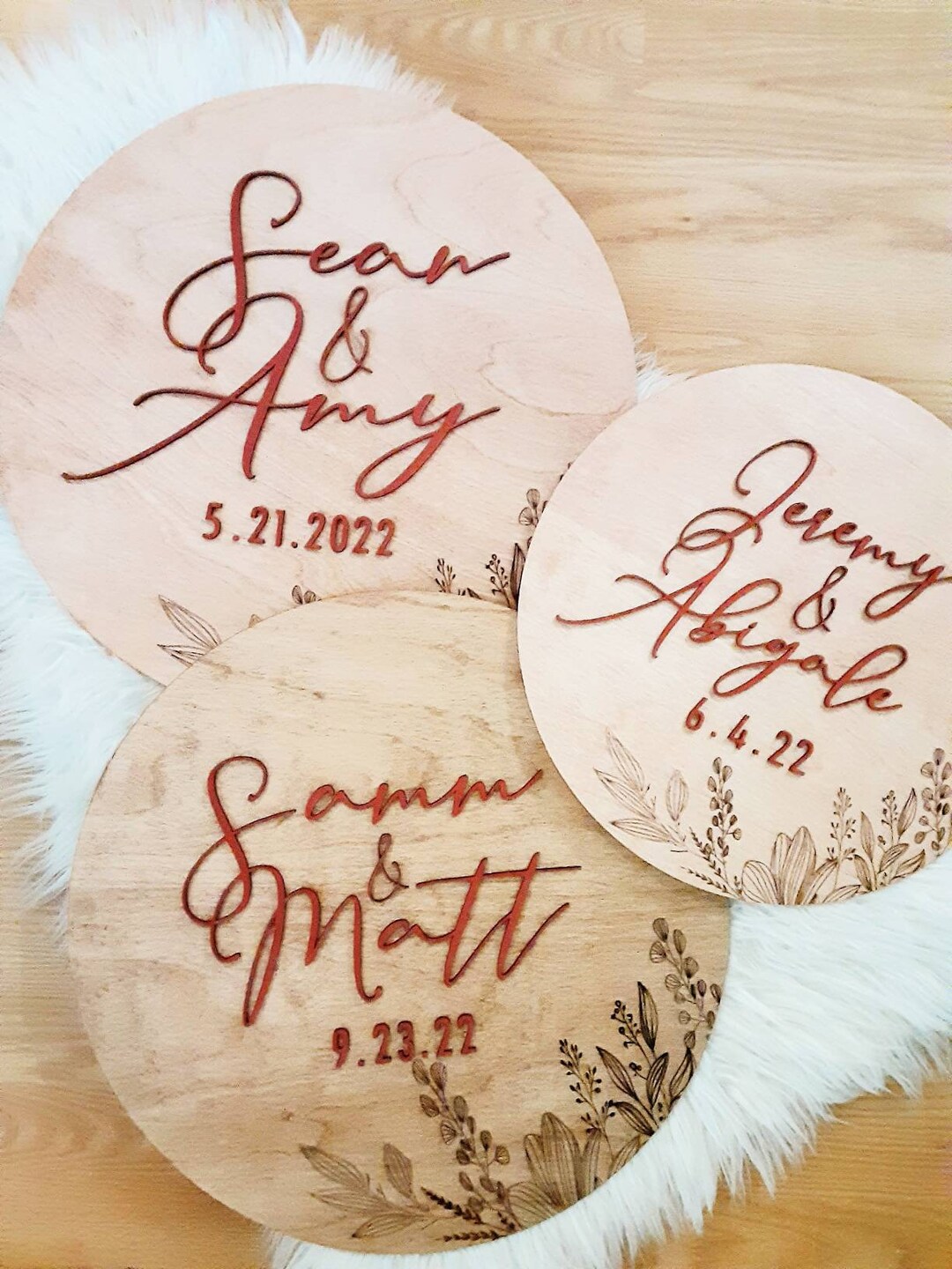 3d Wedding Couples Sign //raised Wood Round Name // Terracotta - Etsy