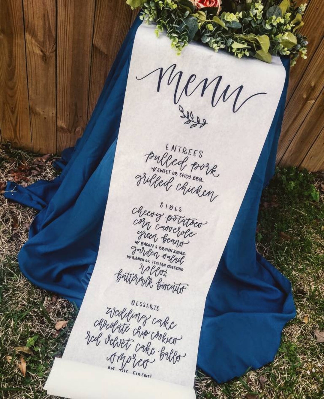 Wedding or Party Menu // Handlettered Table Scroll // Calligraphy ...