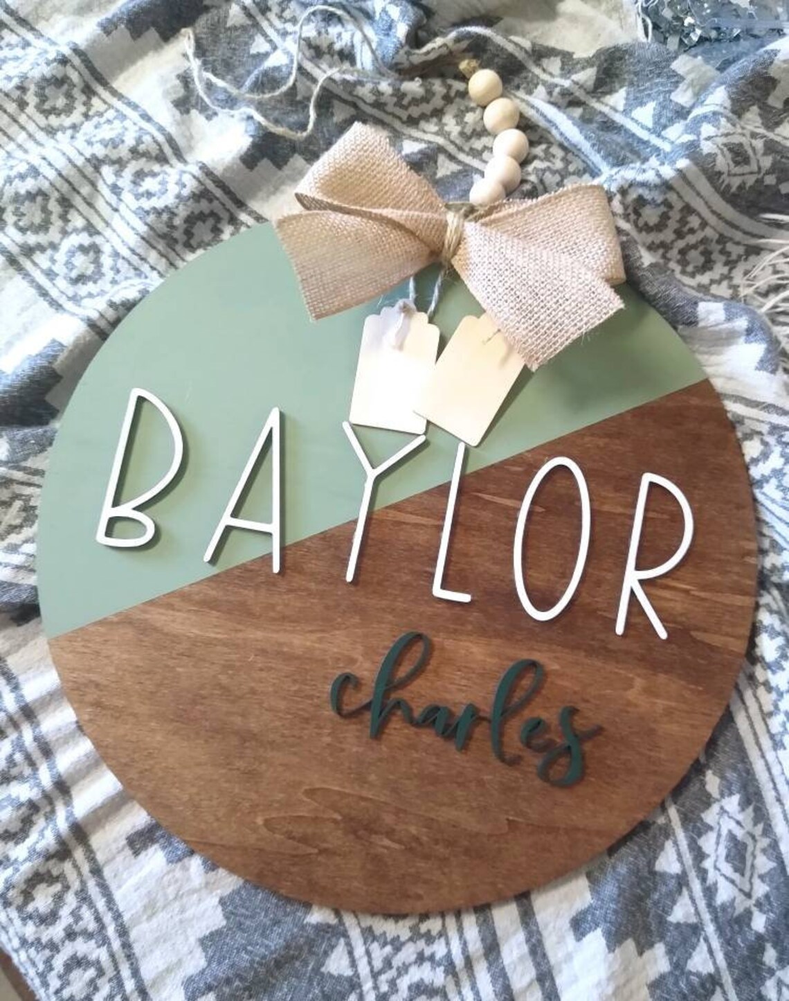 3D Hospital Hanger Name Sign // Burlap Bead Wood Wall Decor // - Etsy