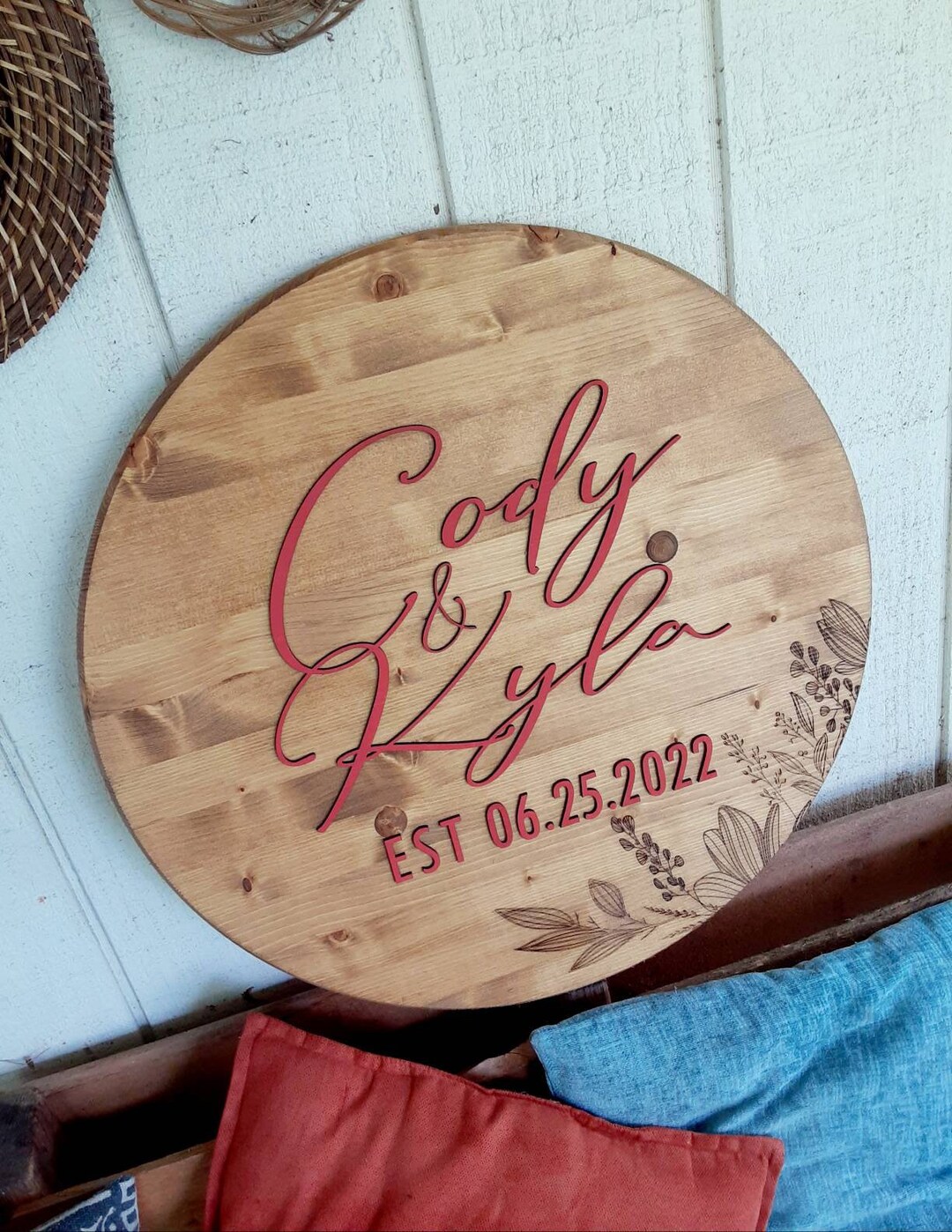 Custom 3D Wood Wedding Sign, Personalized Couple Name Round - Etsy