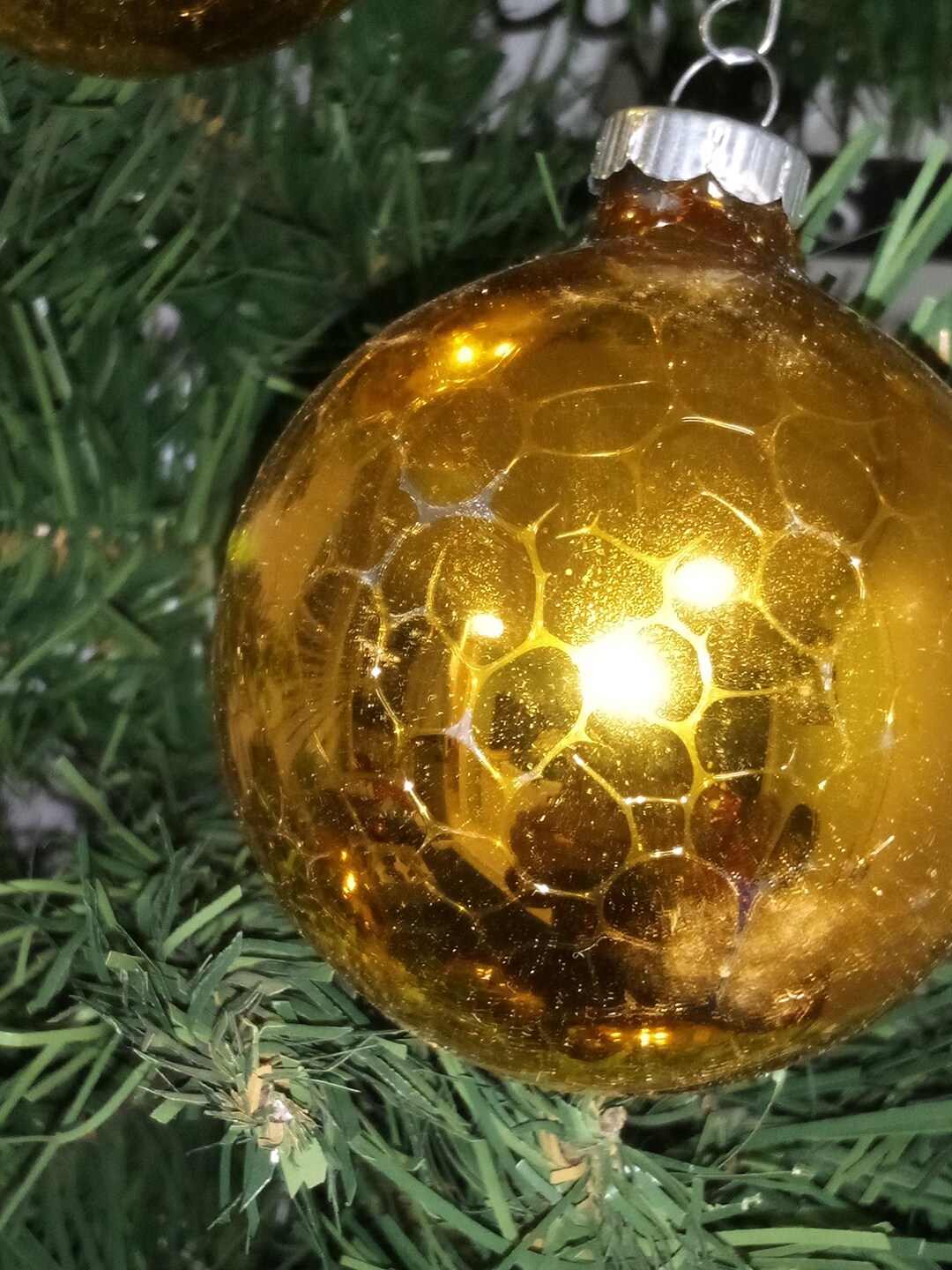 VTG Gold Shiny Bright Round Glass Christmas Tree Ornaments Set of Five ...