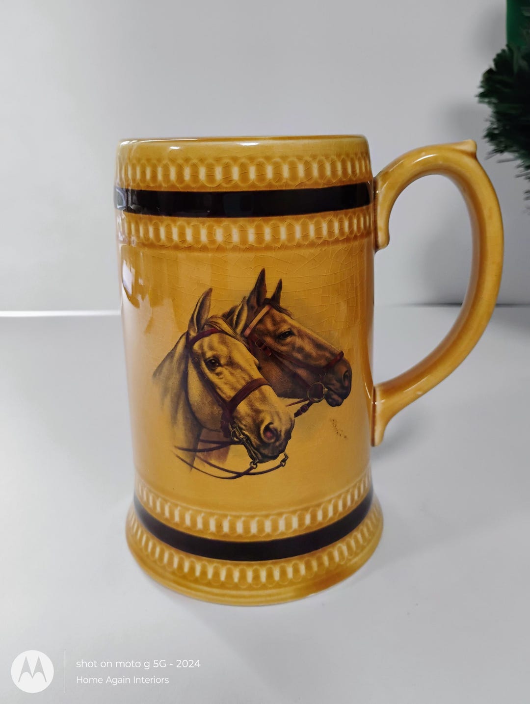 Vintage Sadler Horse Mug: Mustard Yellow With Brown Details - Etsy