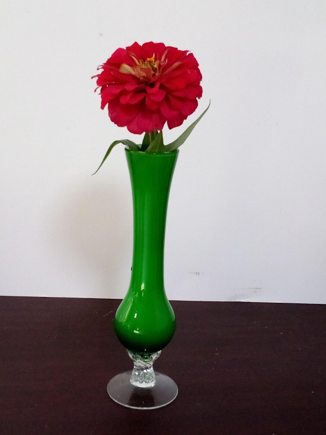 Green Cased Glass Vase - Etsy