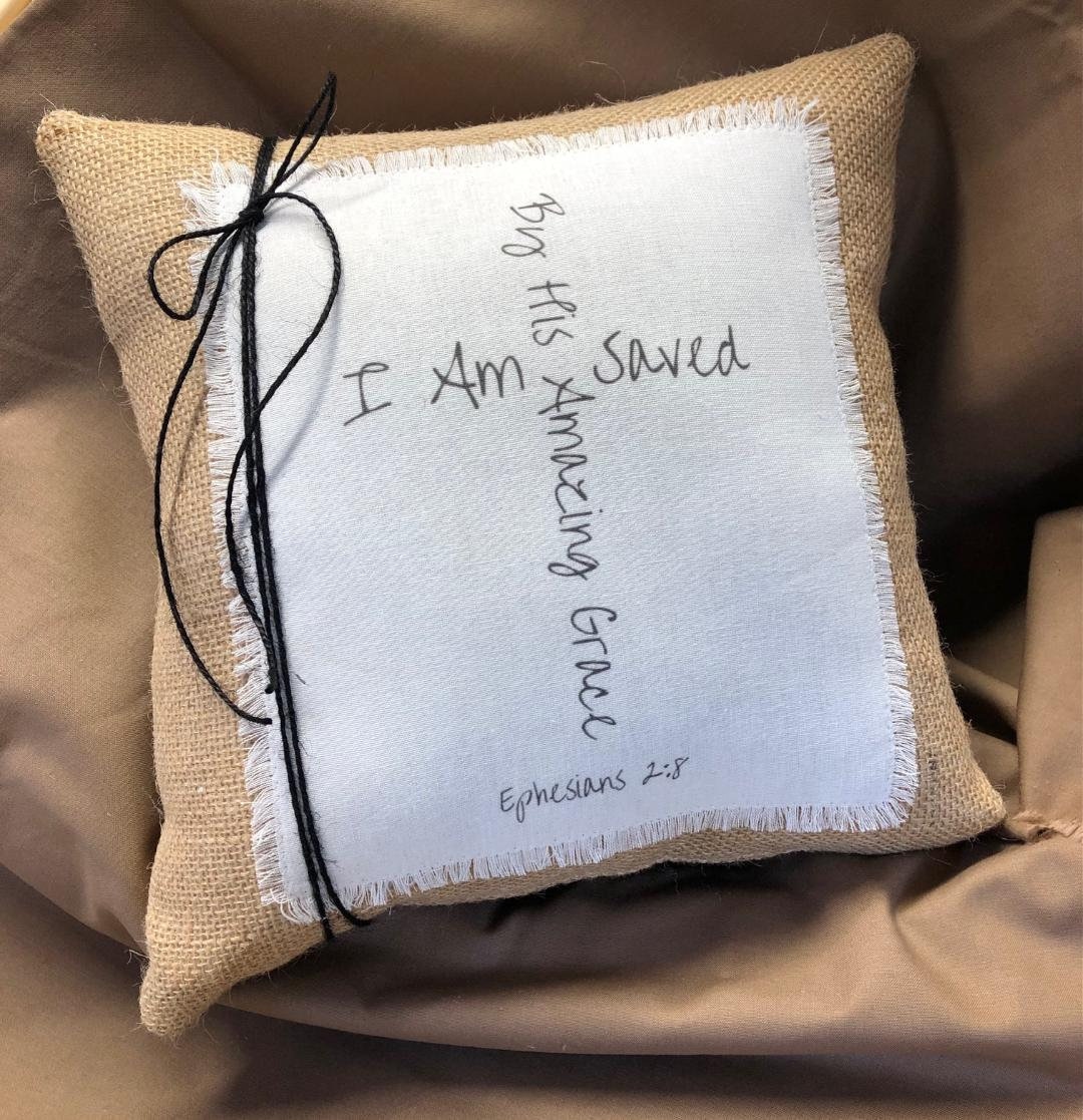 Bible Scripture Pillow~ by His Amazing Grace ~ephesians 2:8~ Natural ...