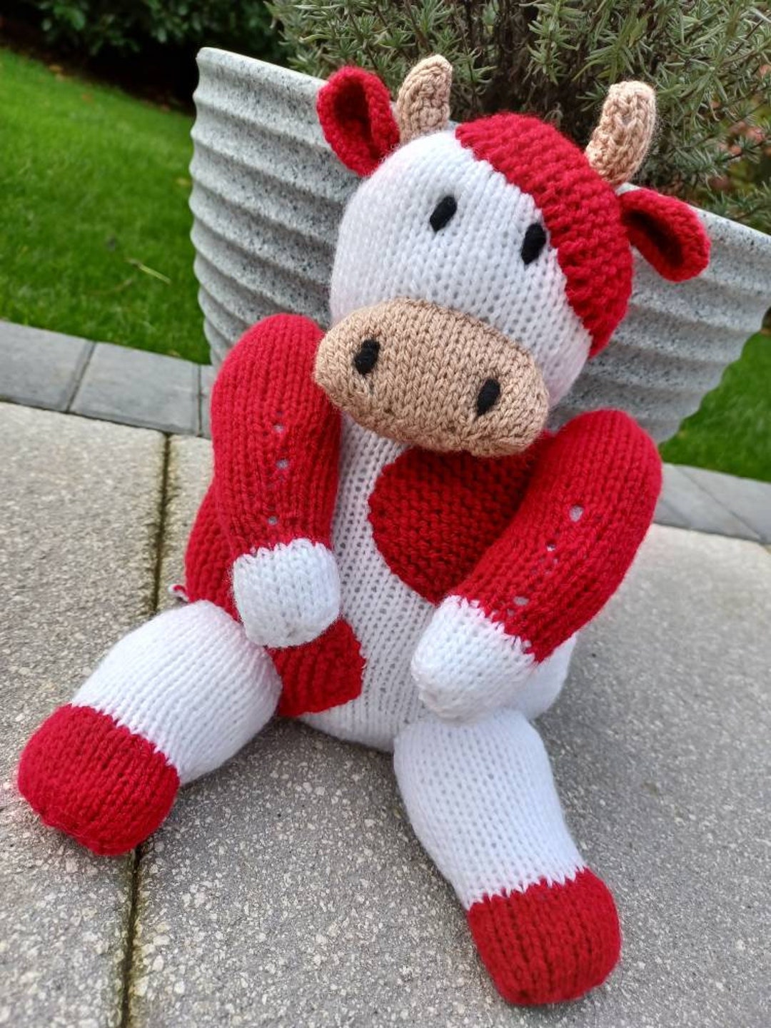 Rosy the Farmyard Cow Hand Knitted Toy (made From a Sarah Keen Pattern ...