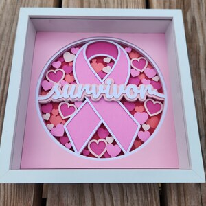 Breast Cancer Awareness Shadow Box, Ribbon, Layered Paper Art, Framed ...