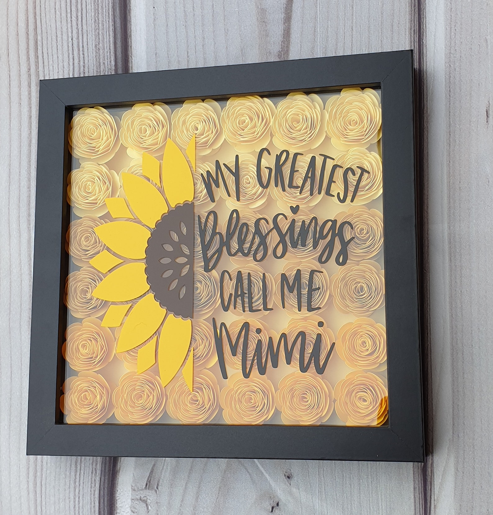 Floral Shadow Box Paper Flower Rose Shadow Box. Paper Rose - Etsy