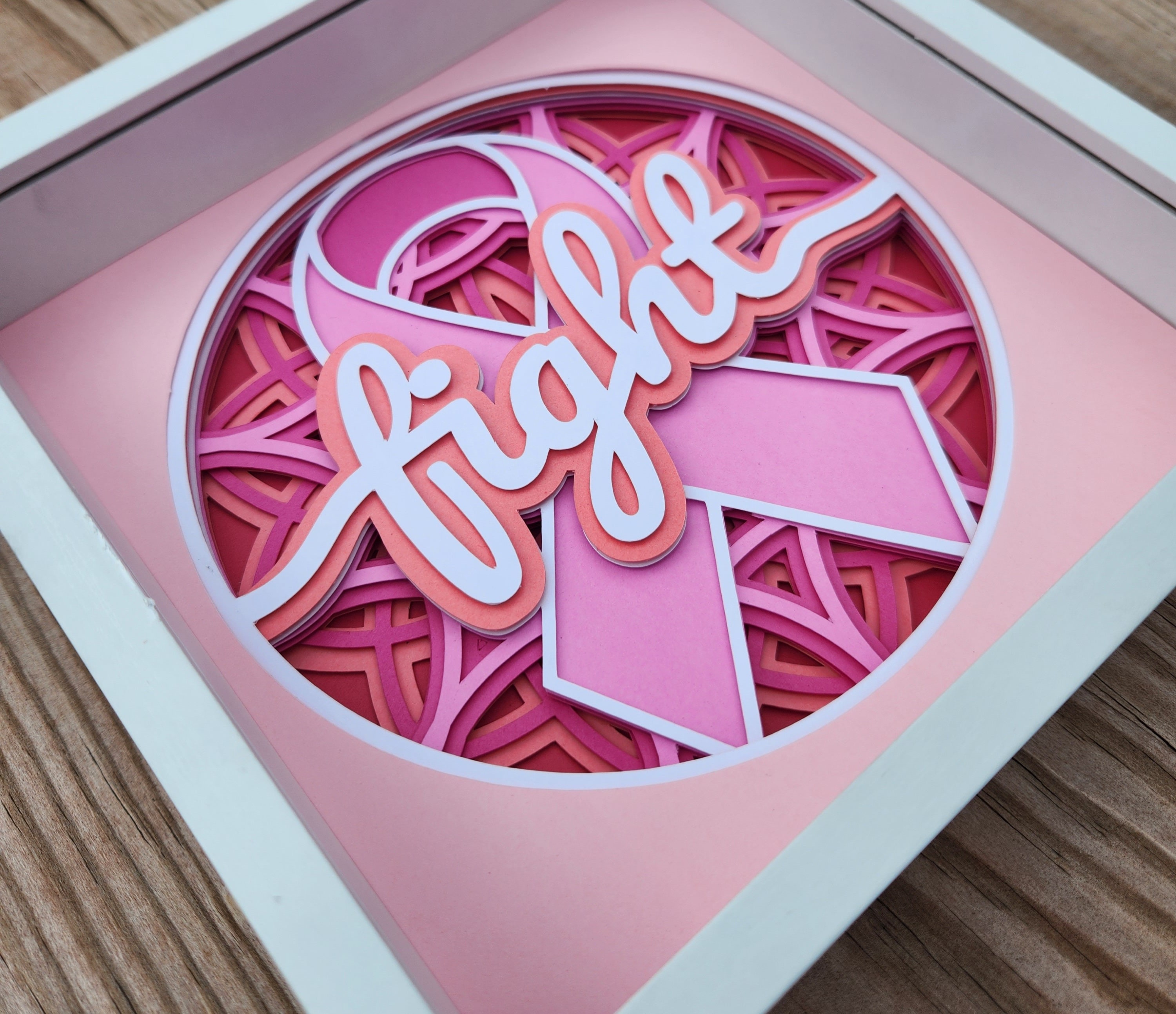 Breast Cancer Awareness Shadow Box, Ribbon, Layered Paper Art, Framed ...