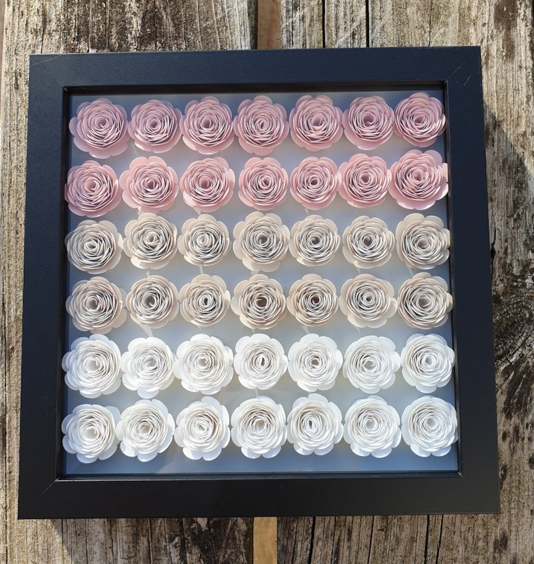 Paper Flower Shadow Box, Ombre Paper Flowers, Paper Roses, Floral ...