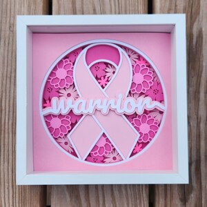 Breast Cancer Awareness Shadow Box, Ribbon, Layered Paper Art, Framed ...