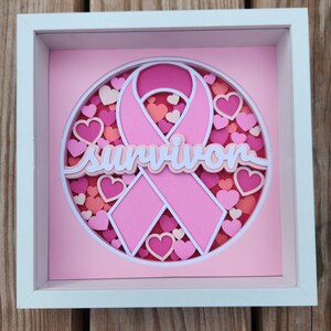Breast Cancer Awareness Shadow Box, Ribbon, Layered Paper Art, Framed ...