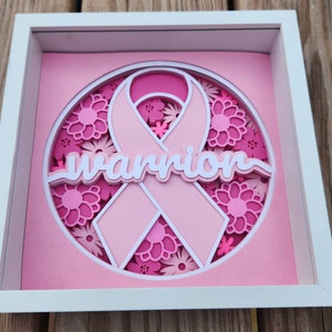 Breast Cancer Awareness Shadow Box, Ribbon, Layered Paper Art, Framed ...