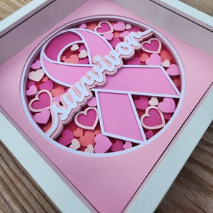Breast Cancer Awareness Shadow Box, Ribbon, Layered Paper Art, Framed ...