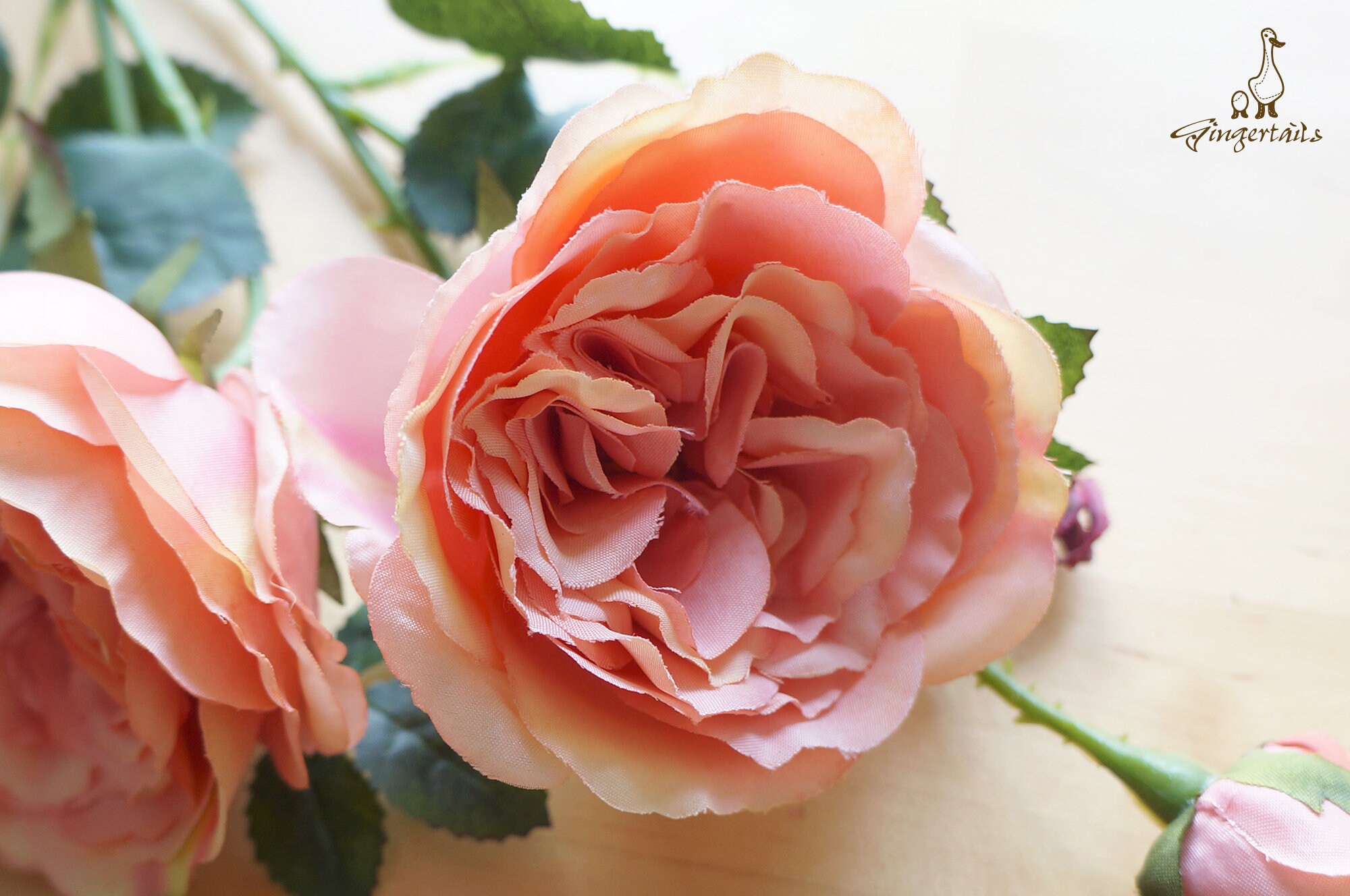 Coral Garden Rose FB0085-04 Artificial Flower | Etsy